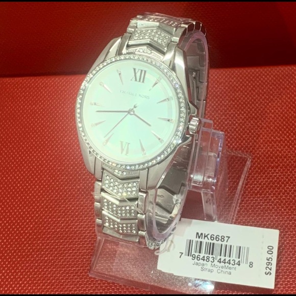 Michael Kors | Accessories | Michael Kors Mk6687 Fully Iced Silver Tone ...